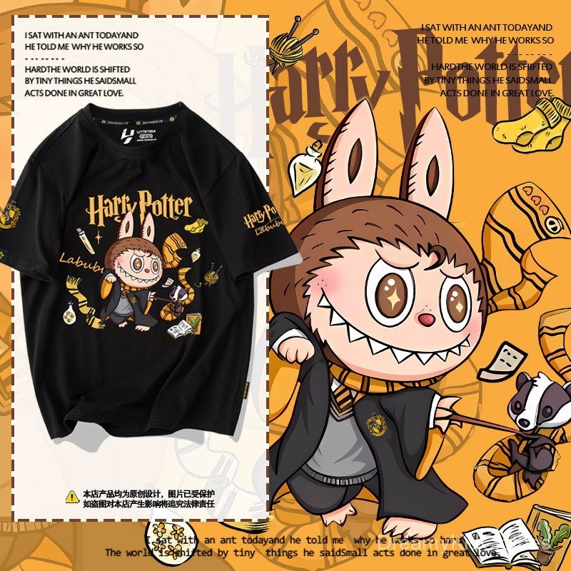 ผลิตภัณฑ์ร่วมงาน Harry Potter Labubu เสื้อยืดแขนสั้นน่ารัก ผ้าฝ้ายแท้ ...