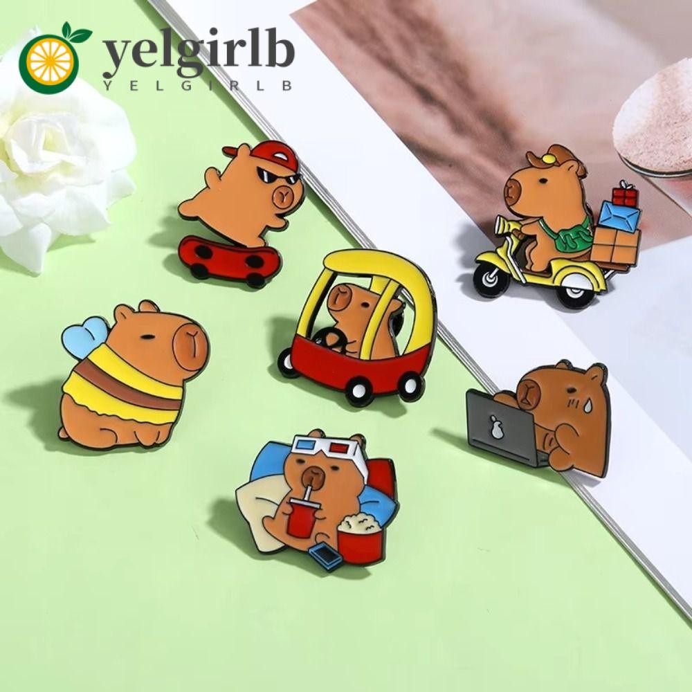 YELGIRLB เข็มกลัด Capybara 6 ชิ้น, น่ารักตลก Capybara Lapel Pins, 2025 ...