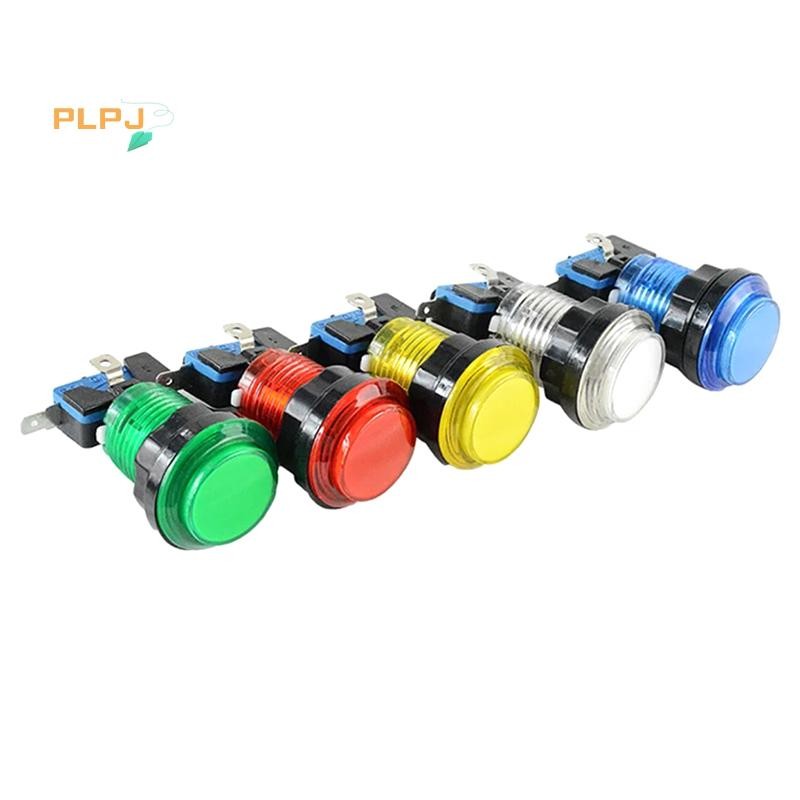 Plpj รอบ Lit Illuminated อาเขตวิดีโอเกมปุ่มกดไฟ LED 5 V/12 V สีฟ้าสีแดง ...