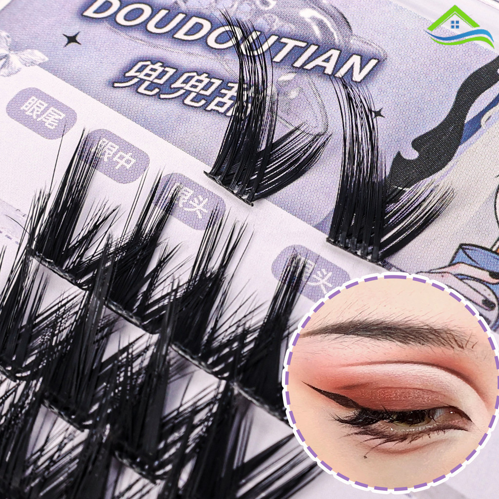 แฟชั่น Fox Style Segmented Slanted Fly ขนตาปลอม - Curled Fluffy ...