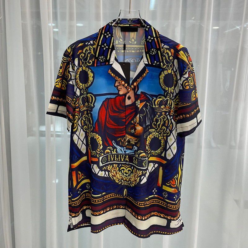 Versac * 2024เสื้อเชิ้ตแขนสั้นคอปกสูทผู้ชายพิมพ์ดิจิตอลยอดนิยมรุ่นใหม่ ...