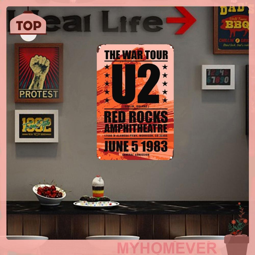 Vintage Metal U2 ป้ายดีบุกสี่เหลี่ยมผืนผ้าภาพวาดเหล็ก Wall Home Bar ...