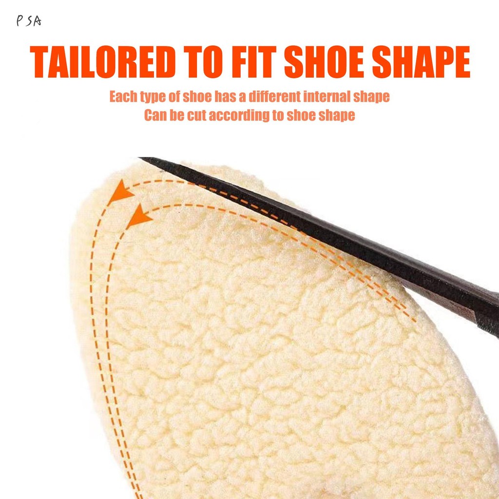 ฤดูหนาวรองเท้าอุ่น Insoles Lamb Wool Breathable Shock Absorption ...