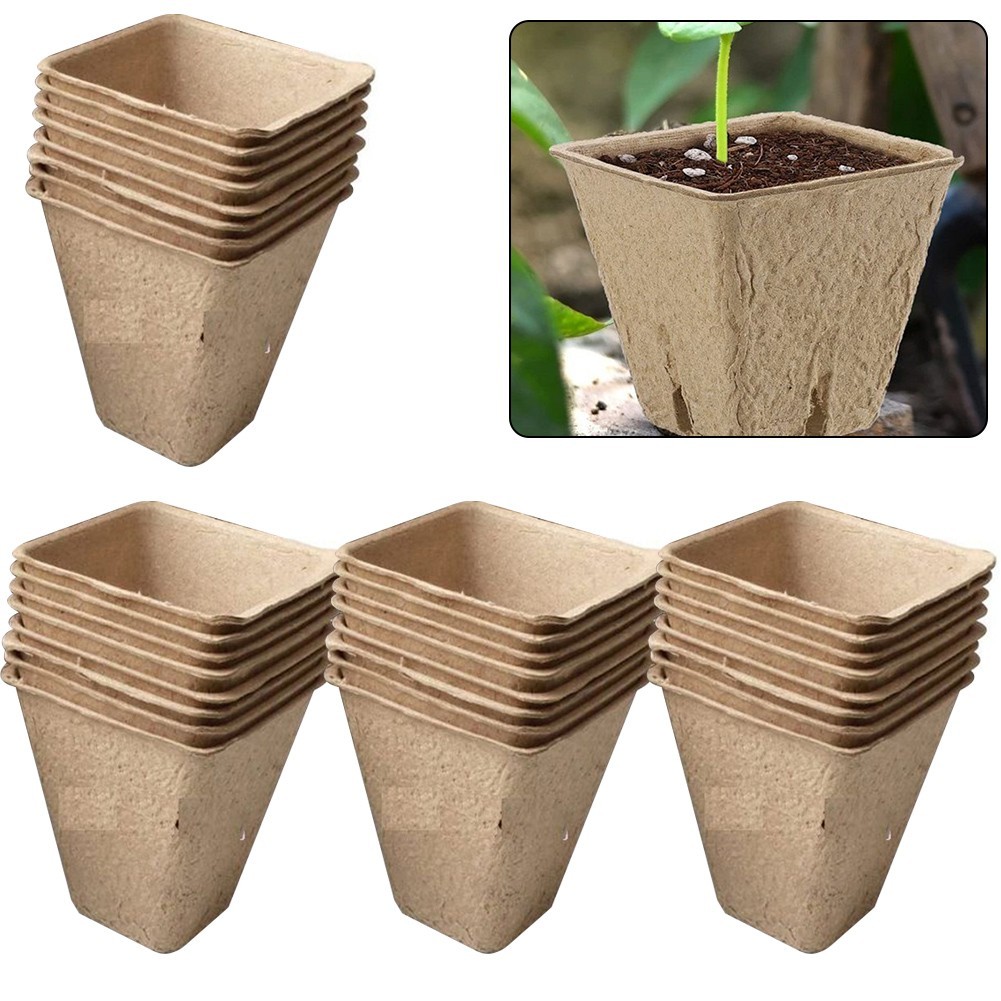 【VARSTR】Square Biodegradable Paper Pulp Peat Plant Pots Nursery Cup ...