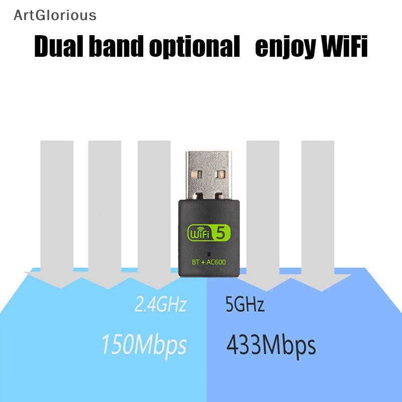 Art 600Mbps USB WiFi 5.0 อะแดปเตอร์ 2in1 Dongle Dual Band 2.4G และ 5GHz ...