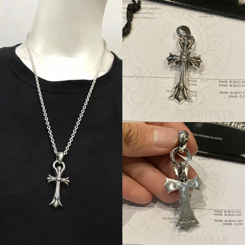 สร้อยคอ Chrome Hearts/สร้อยคอโซ่มุกไขว้คู่เงิน 925 INS | Shopee Thailand