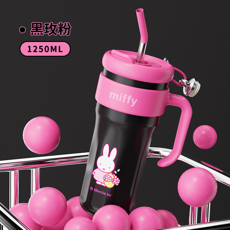 Miffy MIFI Big Mac Thermos Cup 316 สแตนเลสมูลค่าสูงถ้วยดื่มคู่น่ารักถ้วยฟางความจุขนาดใหญ่ ...