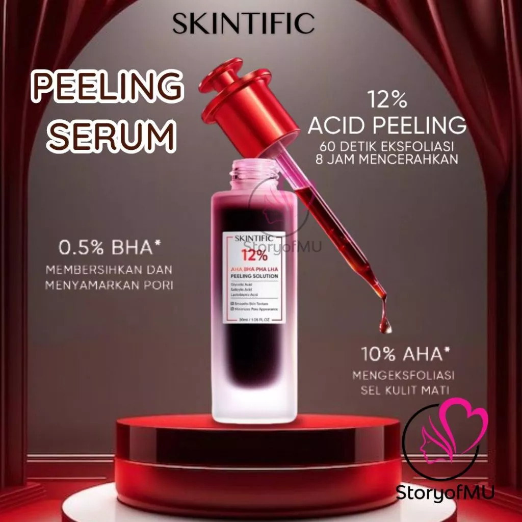 Skintific 12% AHA BHA PHA LHA Acid Peeling Solution Serum 30ml - Eksfoliasi Essence Skintific ...