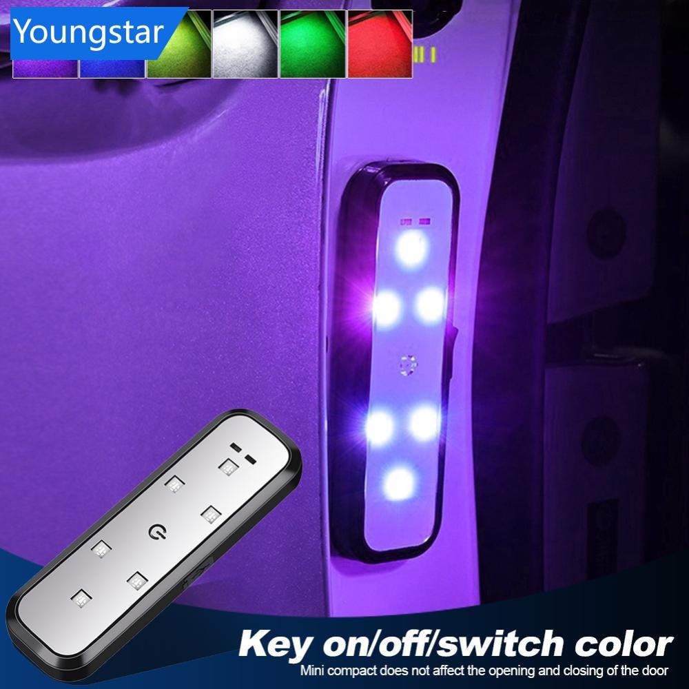 FYG 1/2 ชิ้น USB ชาร์จ LED ไฟประตูรถยินดีต้อนรับการควบคุมแม่เหล็ก ...