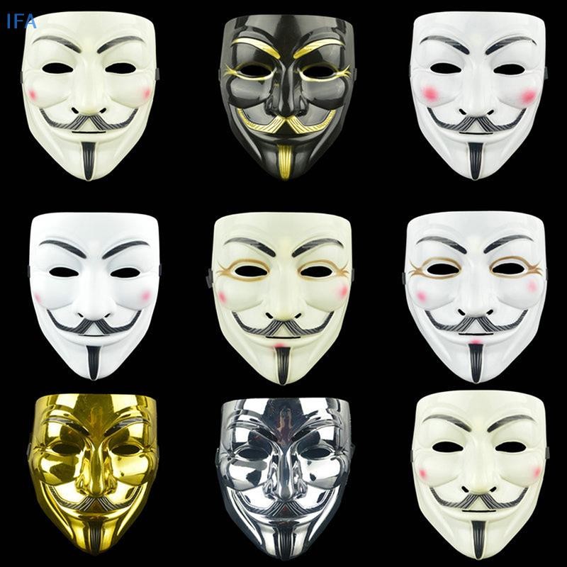 IFA ไม่ระบุชื่อ Vendetta Guy Fawkes Hacker Face Mask ผู้ใหญ่ฮาโลวีน ...