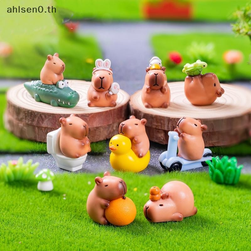 Ahlsen0 2 ชิ้น Mini เรซิ่น Capybara Miniatures รูปแกะสลักน่ารัก Fairy Garden สัตว์เครื่องประดับ ...
