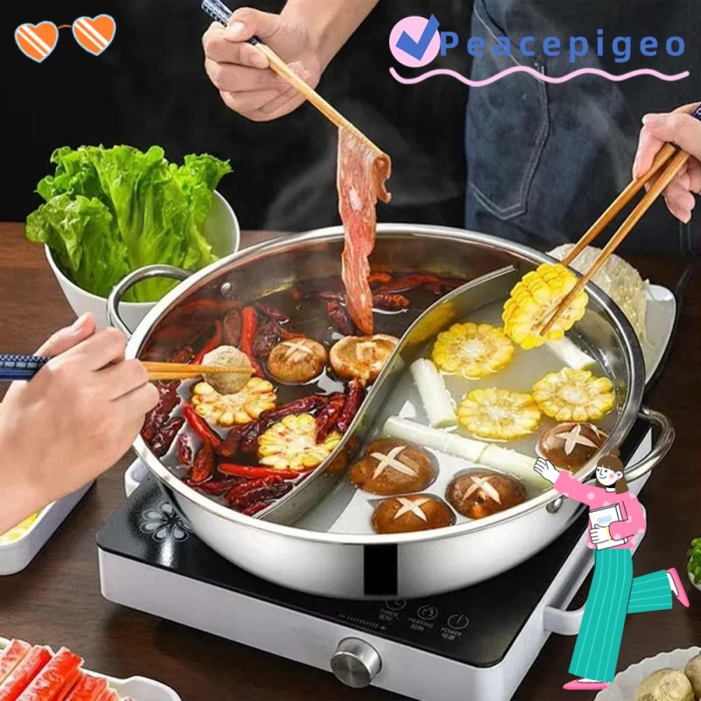PEACEPIGEO หม้อไฟแบ่งคู่, หม้อ Yuanyang หนาอเนกประสงค์, 2 รส 28-36 ซม.เครื่องครัวร้านอาหารจีน ...