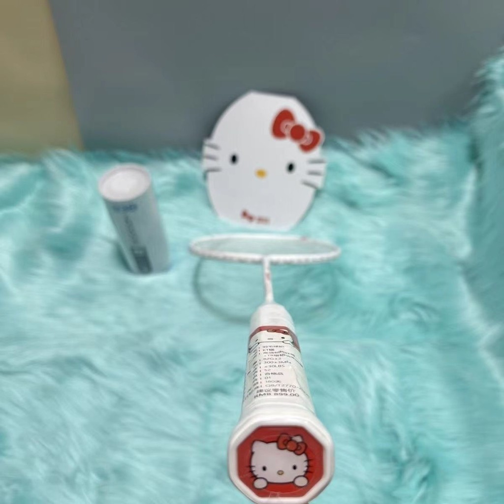 KT Hello Kitty ไม้แบดมินตัน Ultra-Light 4u Single Full Carbon Fiber ทนทานสูง Pound hellokitt ...