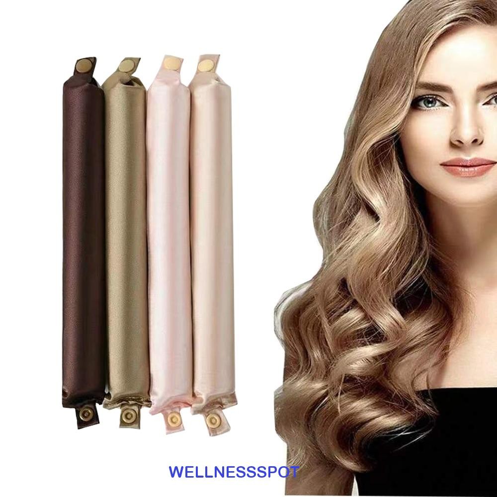 Wellnessspot 3/4 ชิ้นไม่มีความร้อนดัดผม, Heatless 3 ซม.หนาค้างคืนลูกกลิ้งผม,ผ้าไหมนุ่ม Curls ...