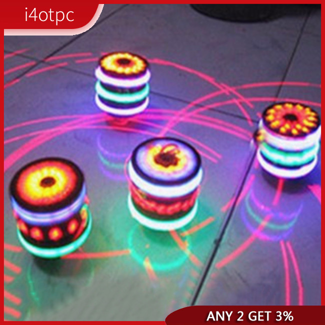 I4otpc เด็ก LED Light-up เพลง Wood-Like Peg-top Hand Spinner พลาสติกแฟลช Gyro ของเล่นของขวัญ ...