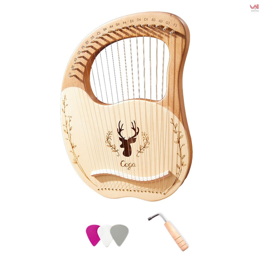 19-String ไม้ Lyre Harp Resonance กล่อง String Instrument พร้อมประแจ ...