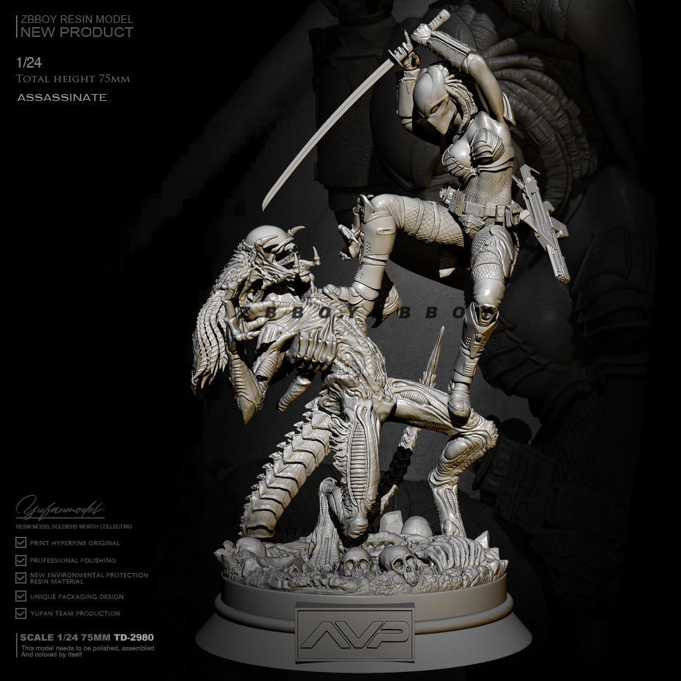 1/24 ZBBOY ฟิกเกอร์เรซินหญิงที่มีเลือดเหล็ก โมเดลทหารหญิงสีขาว รุ่น TD ...