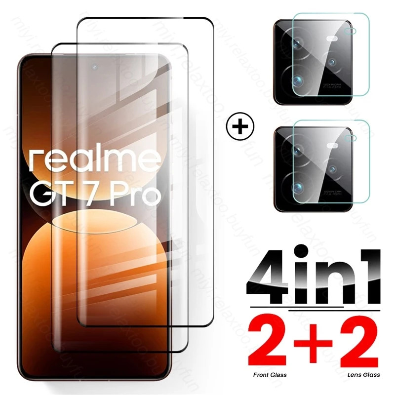 กระจกกล้องสําหรับ Realme GT 7 Pro 5G กระจกนิรภัยหน้าจอโค้ง Protector บน ...