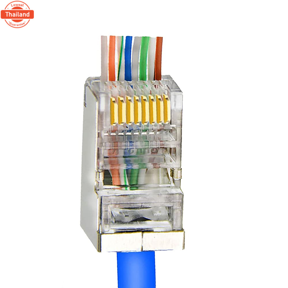 หัวแลน cat6 ทะลุ RJ-45 CAT6 ทะลุ หัวต่อสายแลน Plug หัวแลน LAN RJ45 CAT6 ...