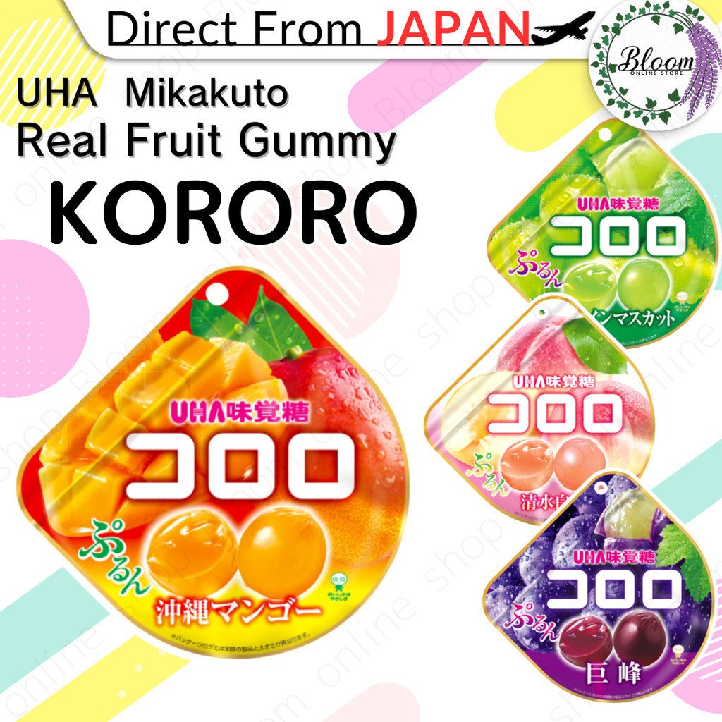 [UHA mikakuto] kororo real Fruit Gummy (มะม่วงโอกินาวา, องุ่น kyoho, องุ่นมัสกัต, พีชสีขาว ...