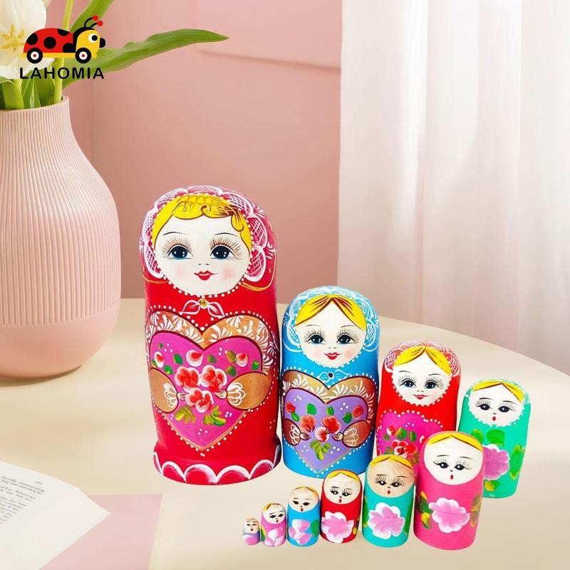 LOMIA 10 ชิ้น Nesting ตุ๊กตาของเล่นตกแต่งสะสม Nesting Babushka รัสเซีย ...