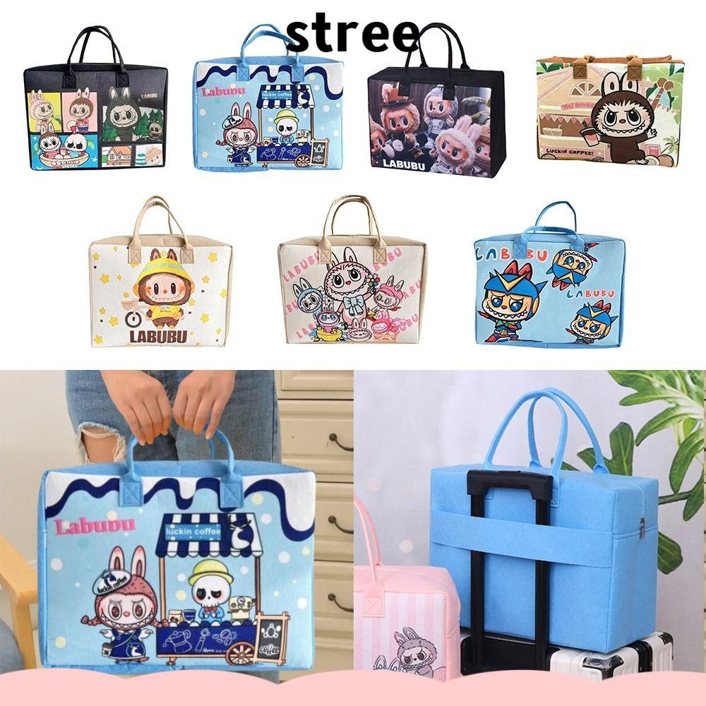 Stree Labubu Felt Travel Bag, กระเป๋าถือการ์ตูนความจุขนาดใหญ่, Cute POP ...