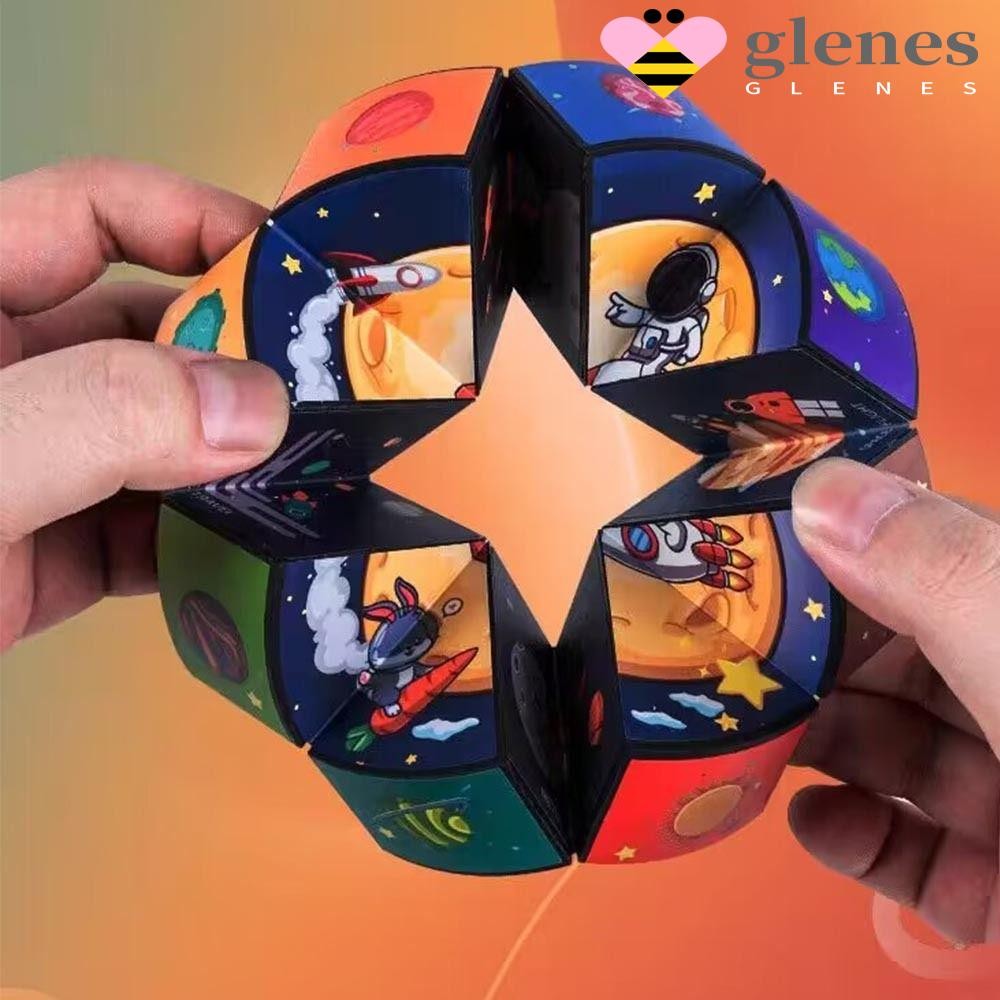 GLENES Magic Cube, 3D หมุนไดโนเสาร์ Intelligence Cube Magic ของเล่น, Professional สีสัน Planet ...