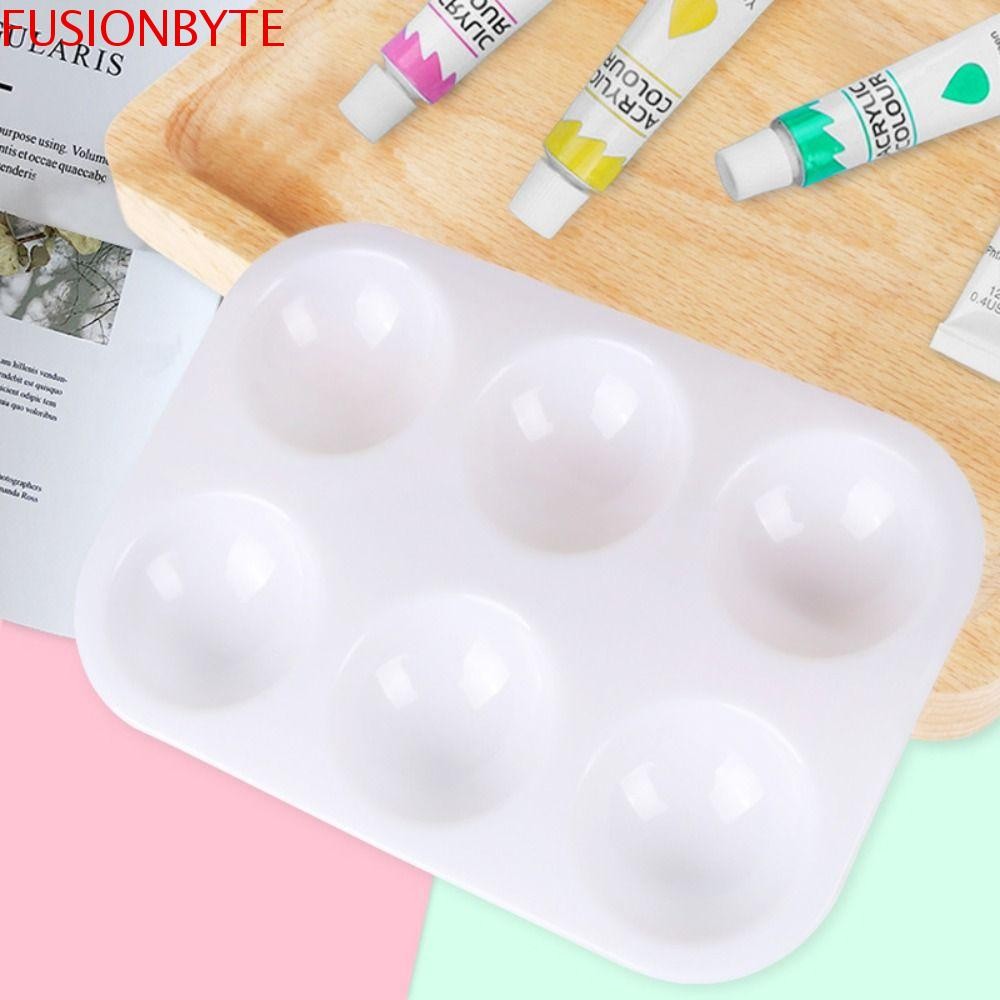 FUSIONBYTE 10 ชิ้นภาพวาดถาด,สี่เหลี่ยมผืนผ้า 6 รอบ Wells สีน้ํา Palette, graffiti สีสีขาวพลาสติก ...