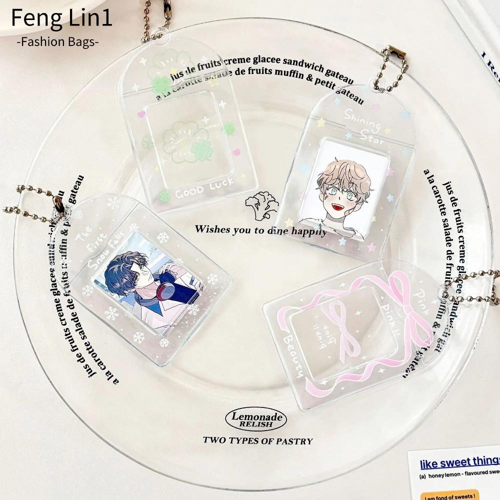 FENGLING Bow Star Card Sleeve,พร้อมพวงกุญแจขนาดเล็ก 2 นิ้ว/1 นิ้ว ID ...