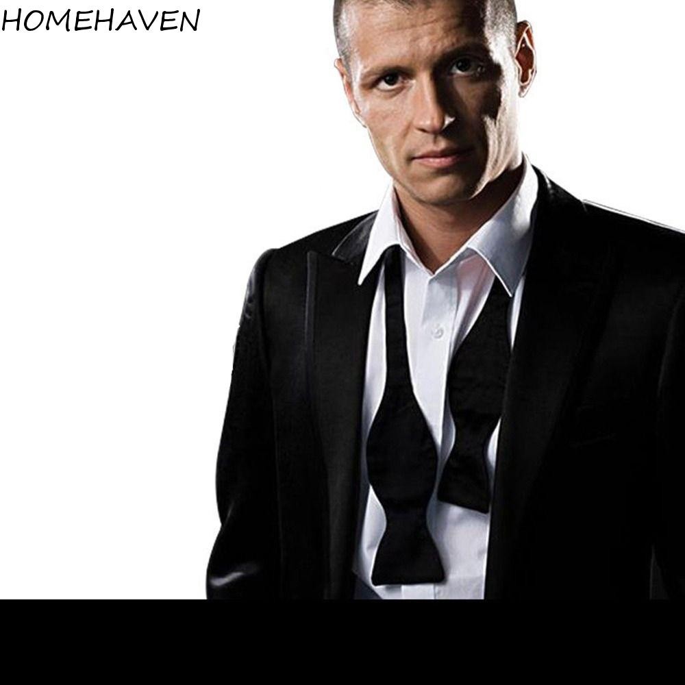 Homehaven Self Tie Bowtie ผ้าอุปกรณ์เสริม Slim เนคไทซาติน Gourd Shape Skinny เจ้าบ่าว Cravat Men ...