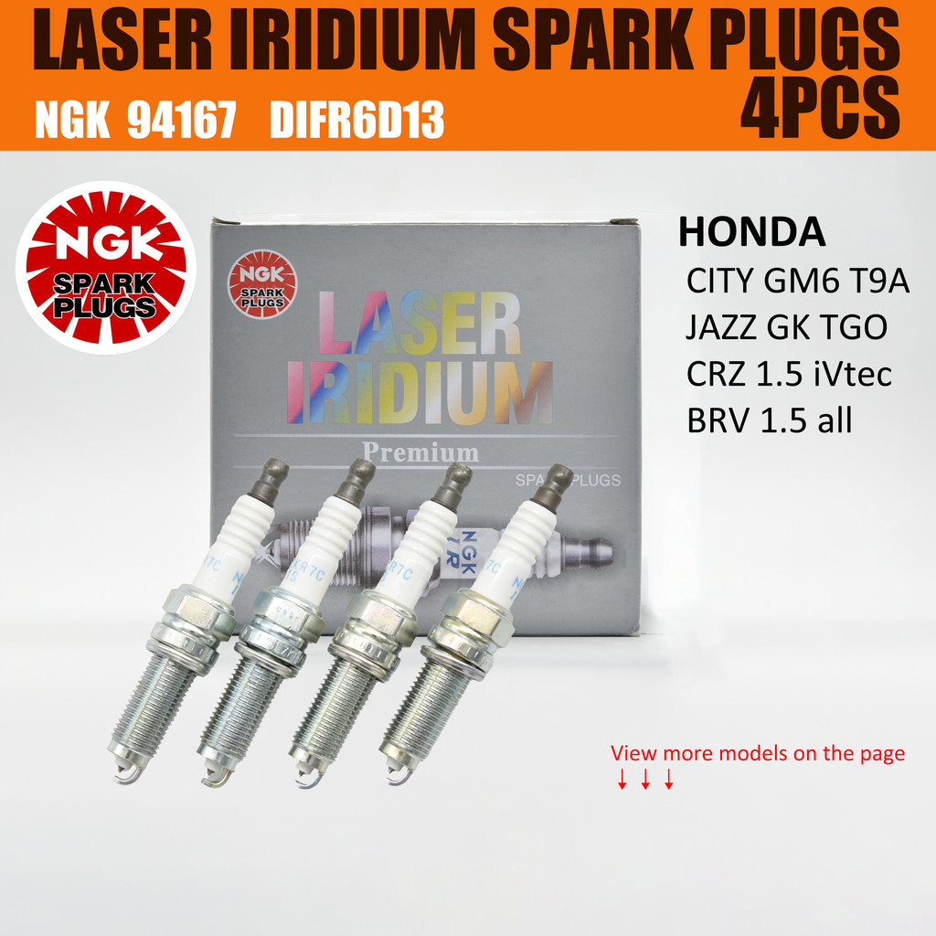 100%original NGK 94167 DIFR6D13 เลเซอร์อิริเดียมหัวเทียนสําหรับ Honda City GM6 T9A Jazz GK5 T5A ...