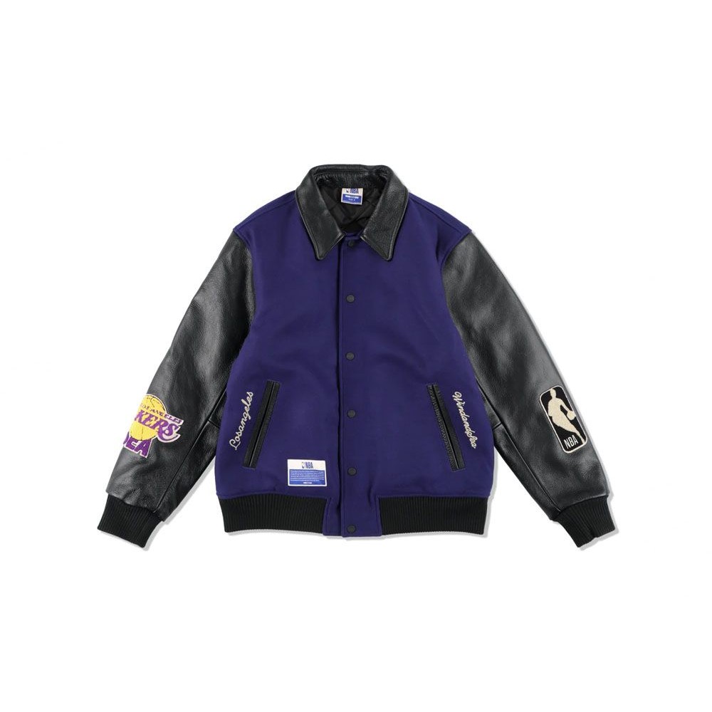 WIND AND SEA x NBA Leather Melton Jacket (Losangeles Lakers) LAL Unused ...