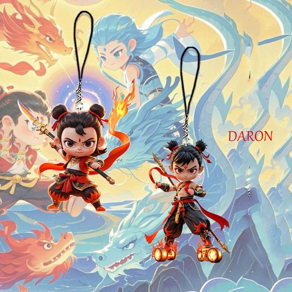 DARON Nezha 2 โซ่โทรศัพท์มือถือ, Anti-loss อะคริลิค Nezha 2 พวงกุญแจ, Kawaii ภาพยนตร์อะนิเมะสั้น ...