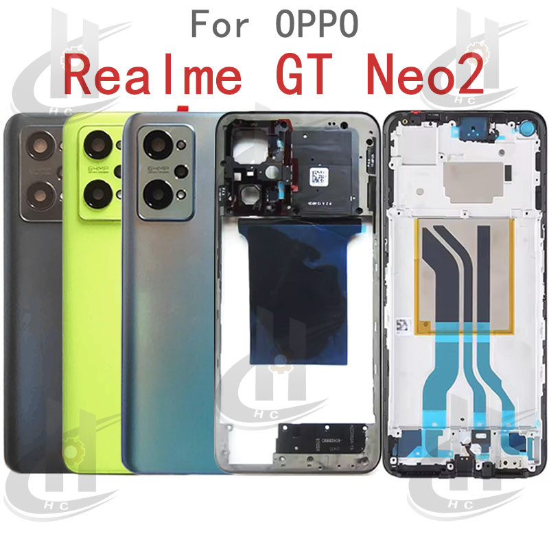 สําหรับ OPPO Realme GT Neo2 Neo 2 RMX3370 แบตเตอรี่ฝาหลังกรอบกลาง ...