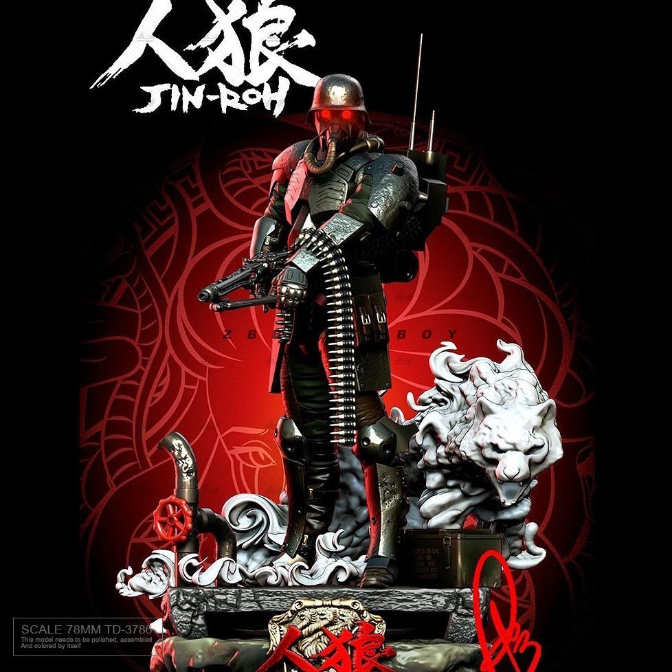 ฟิกเกอร์เรซินนักรบหมาป่าที่ควบคุมโดย ZBBOY ขนาด 78 มม. รุ่นสีขาว TD ...