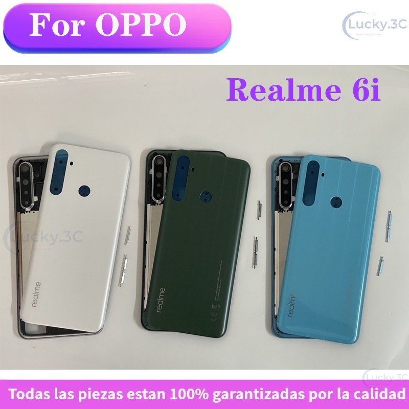 ฝาครอบแบตเตอรี่กระจกด้านหลังสําหรับ OP Realme 6i RMX2040 กล้องกรอบกลาง ...