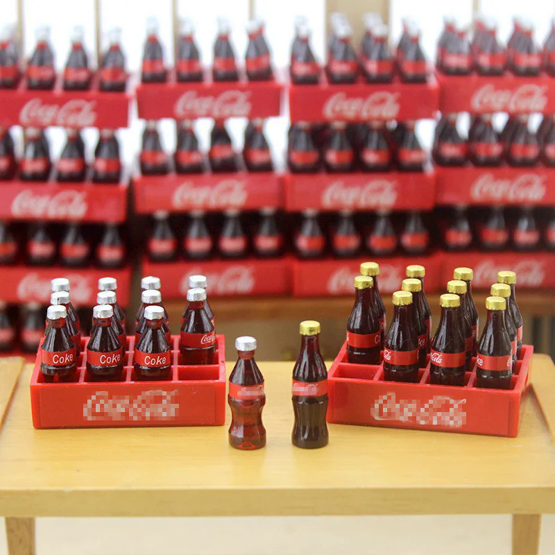 1Set 12pcs Mini Coke Drinks 1/6 1/12 Doll house Miniature food Drinks ...