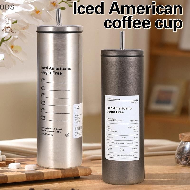 Ods 600ml แก้วถ้วยกาแฟพร้อมฝาปิดถ้วยเอสเปรสโซความงามเย็นสแตนเลส Pretty Coffeeware Drinkware ...