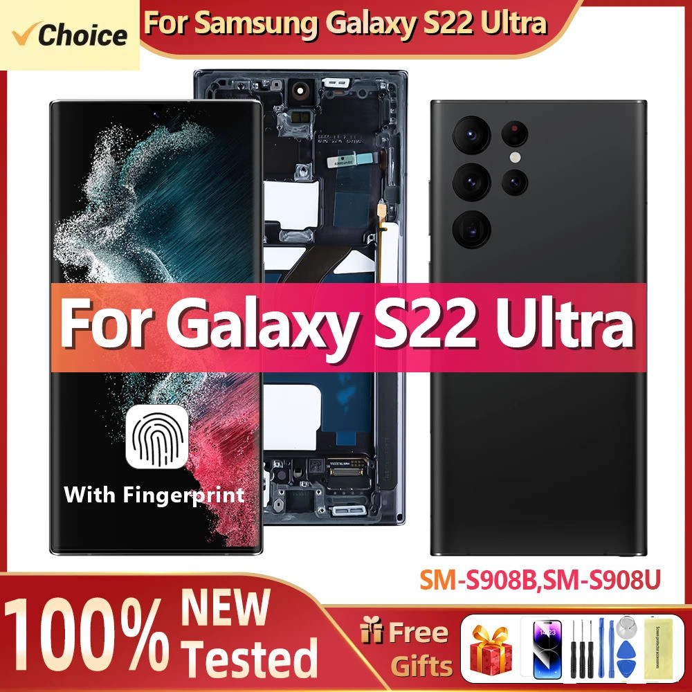 Super AMOLED สําหรับ SAMSUNG Galaxy S22 Ultra 5G หน้าจอ S908 S908B ...