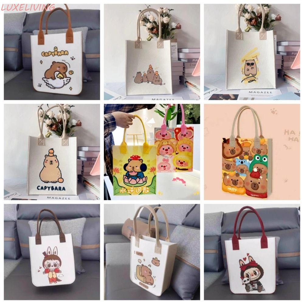 Luxeliving Labubu Felt กระเป๋าถือ, Loopy Lotus ดอกไม้ Capybara กระเป๋า ...