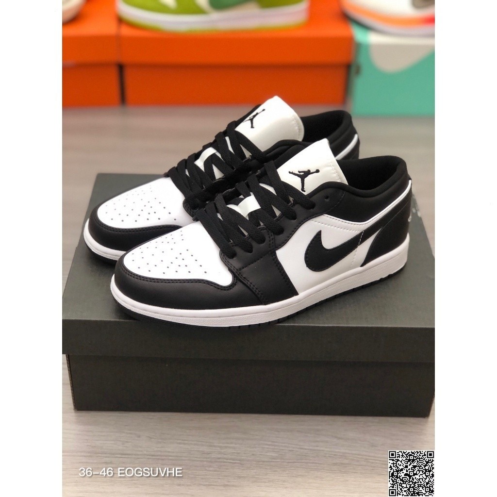 US13 Air Jordan 1 Low PANDA รองเท้าผ้าใบสีดำสีขาว DC0774-101 5UCB ...