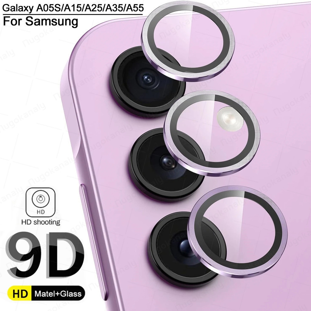 แหวนโลหะกระจกนิรภัยฟิล์มกันรอยกล้อง Samsung Galaxy A16 A06 A55 A35 A25 A15 A05S A05 A54 A34 A24 ...