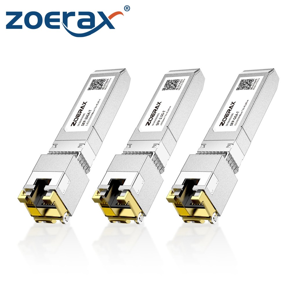 Zoerax 10G/2.5/1.25G GBASE-T SFP + ถึง RJ45 CAT.6a Transceiver โมดูล Auto-Negotiation Ethernet ...