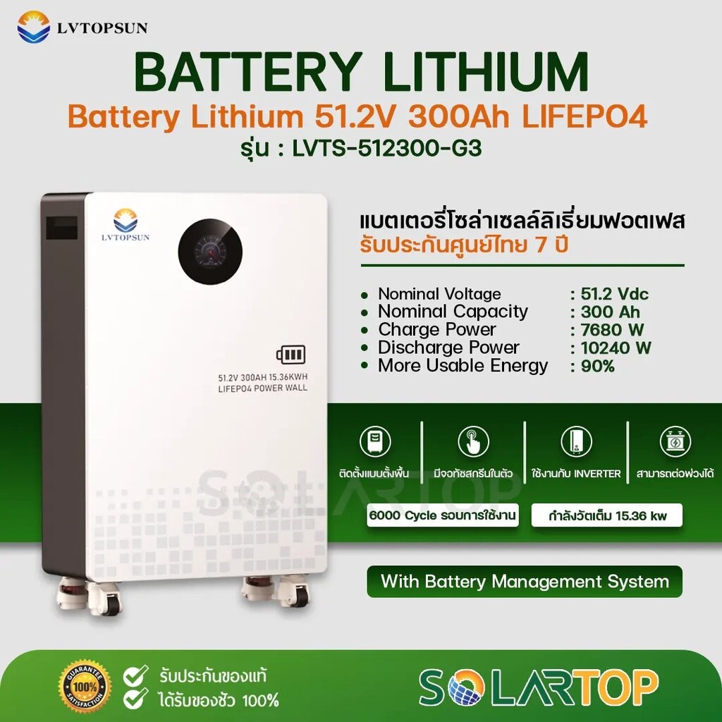 LV TOPSUN 51.2V 300Ah-G3 Battery Lithium Lifepo4 แบตเตอรี่โซล่าเซลล์ ...