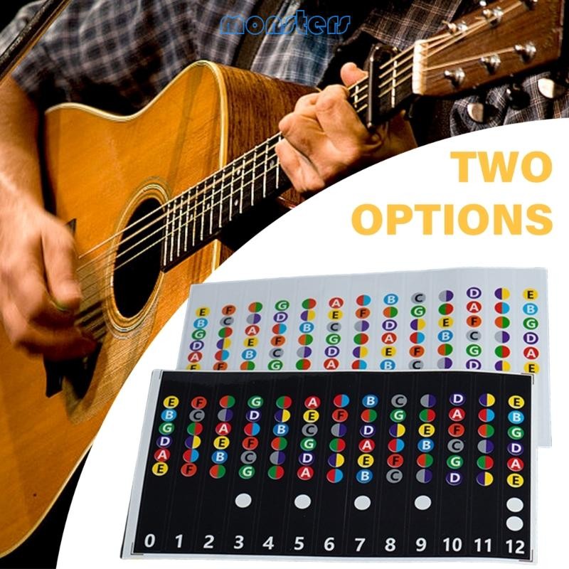 Mon Guitar Learning Color Coded Guitar Note Sticker Guitar Color Coded ...