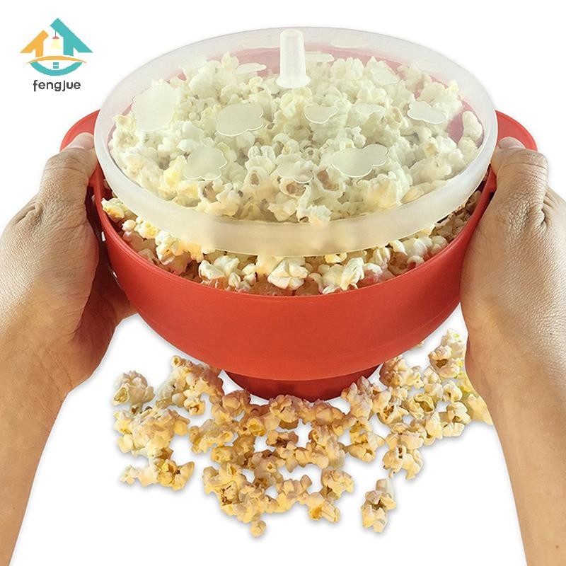 Fengjue ห้องครัวไมโครเวฟ Popcorn ชามถังซิลิโคน DIY Popcorn Maker พร้อม ...