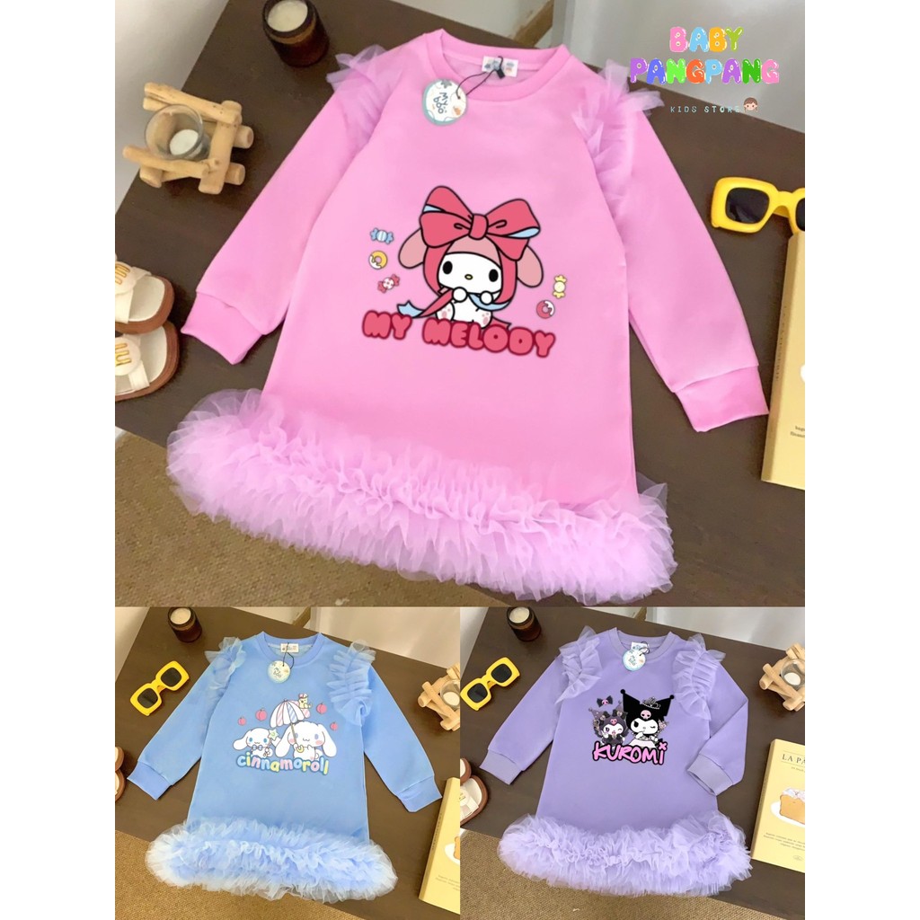 BABY PANG ชุดเดรสลูกสาว แต่งระบาย ฟูฟ่องงง น่ารักก ผ้าเกร็ดปลาแบบหนา No ...