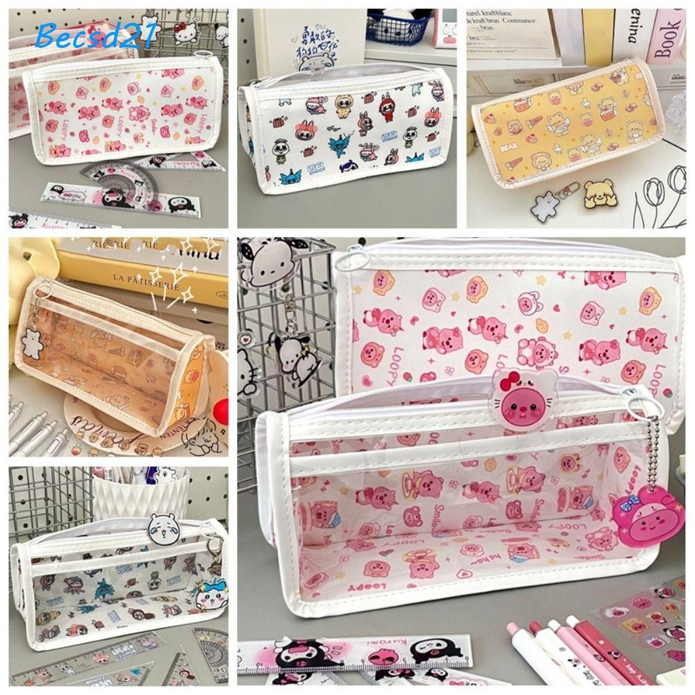 BECSD Labubu Pen Bag, Transparent Loopy/Labubu/Butter Bear Pencil ...