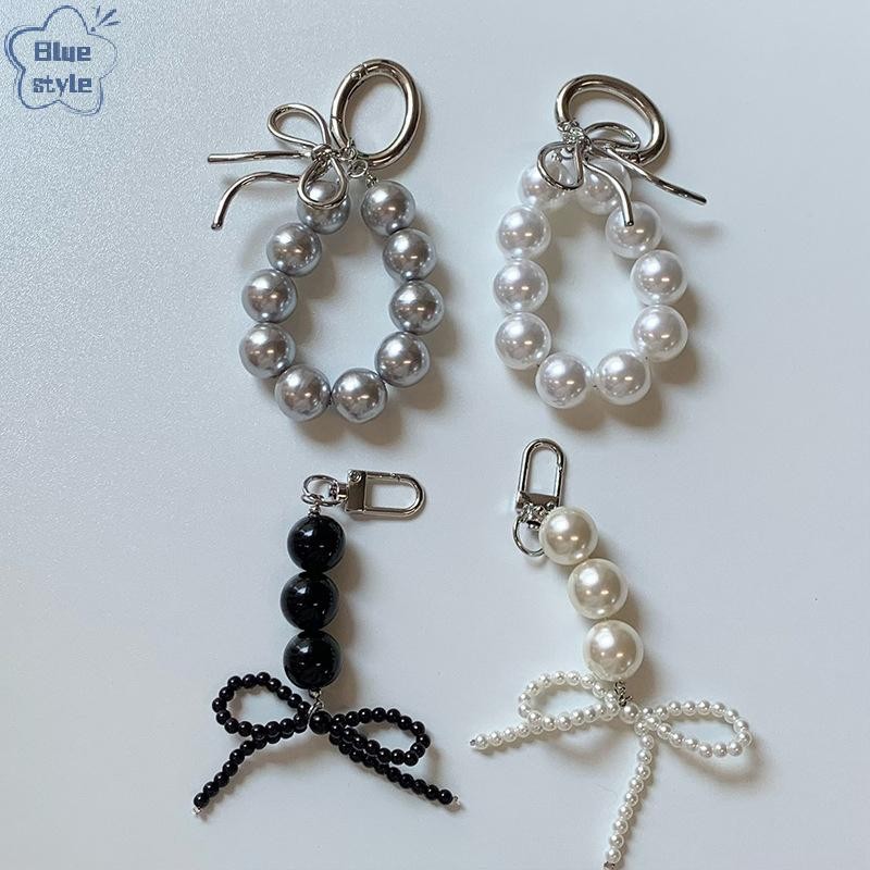 Bluestyle สไตล์เกาหลีลูกปัดมุกโบว์กระเป๋า Charm ลูกปัดพวงกุญแจสําหรับผู้หญิงสาวเป้กุญแจรถจี้ ...