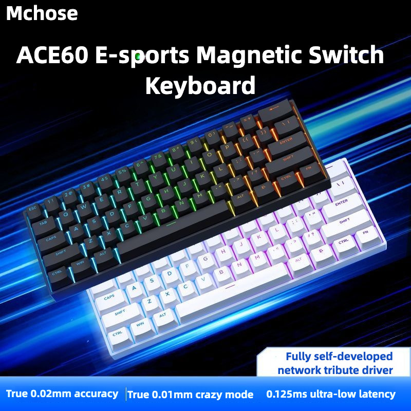 Mchose Ace 60 Pro ACE68 สวิทช์แม่เหล็ก Rapid Trigger คีย์บอร์ดแบบมีสายเกม Esports คอมพิวเตอร์ ...